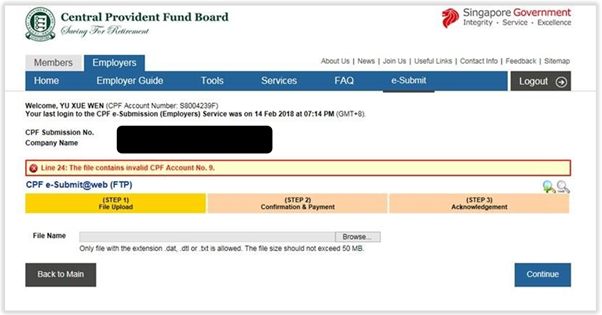 CPF e-submission. Common Errors. – Deskera Help Centre