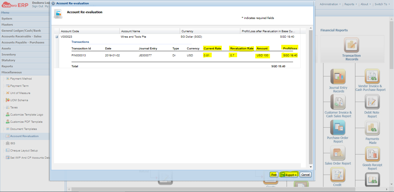 How to do Account Revaluation in ERP – Deskera Help Centre