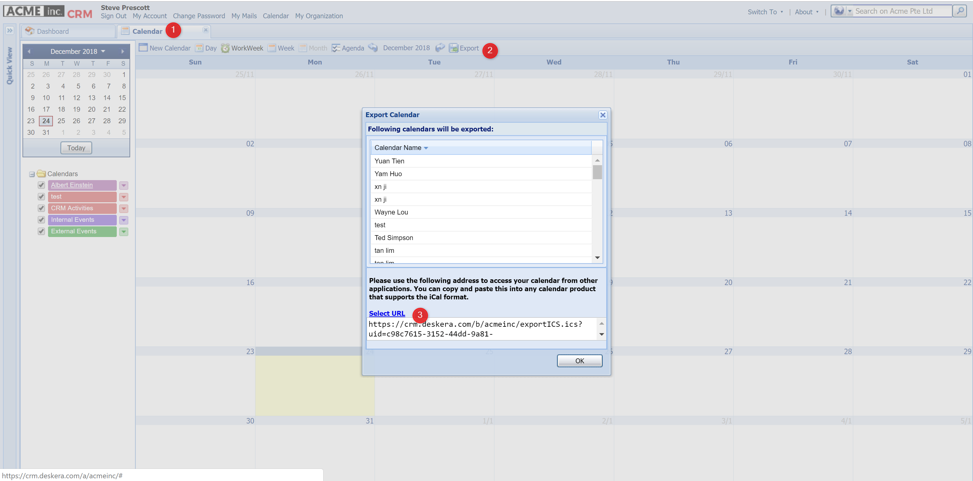 How do I add my CRM calendar to other calendars? – Deskera Help Centre