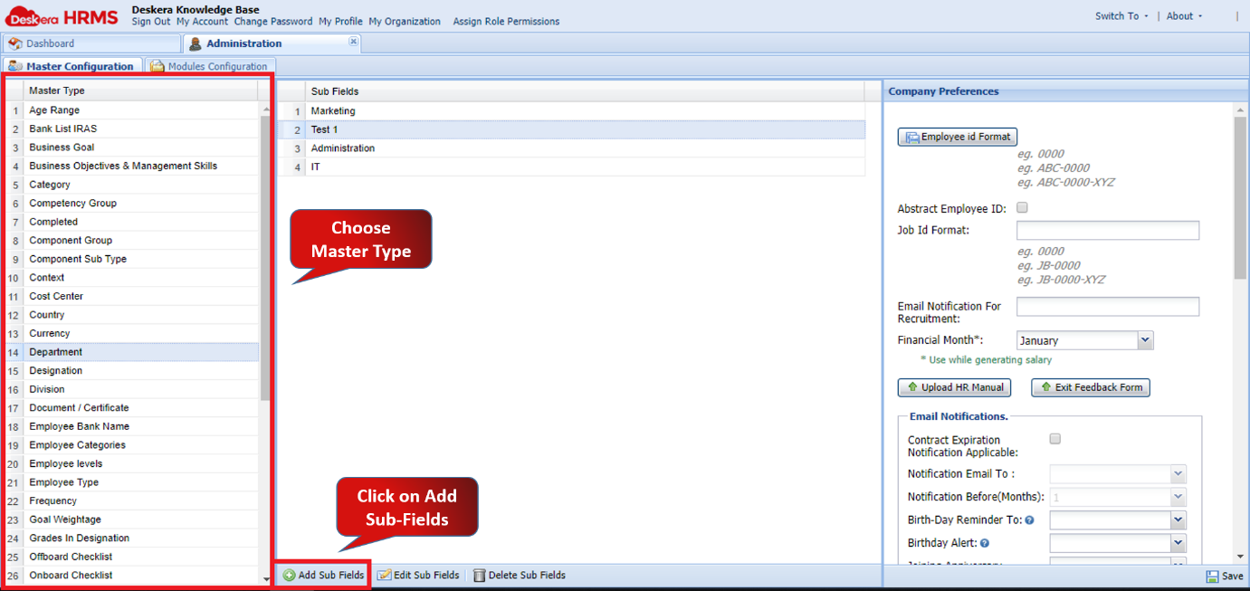 Manage Master Type – Deskera Help Centre