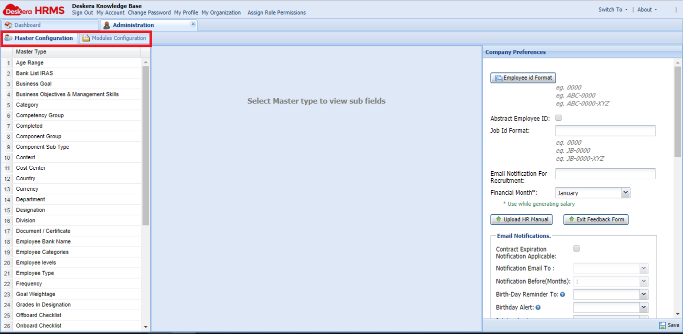 Manage Master Type – Deskera Help Centre