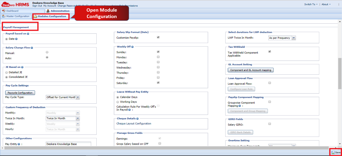 Module Configuration - Payroll Management Configuration – Deskera Help ...