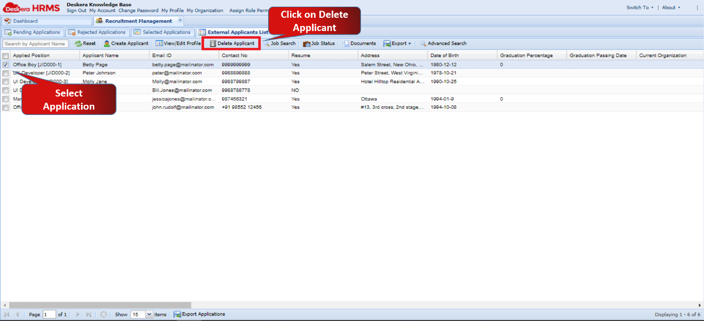 External Applicant - View/Edit/Delete Application – Deskera Help Centre