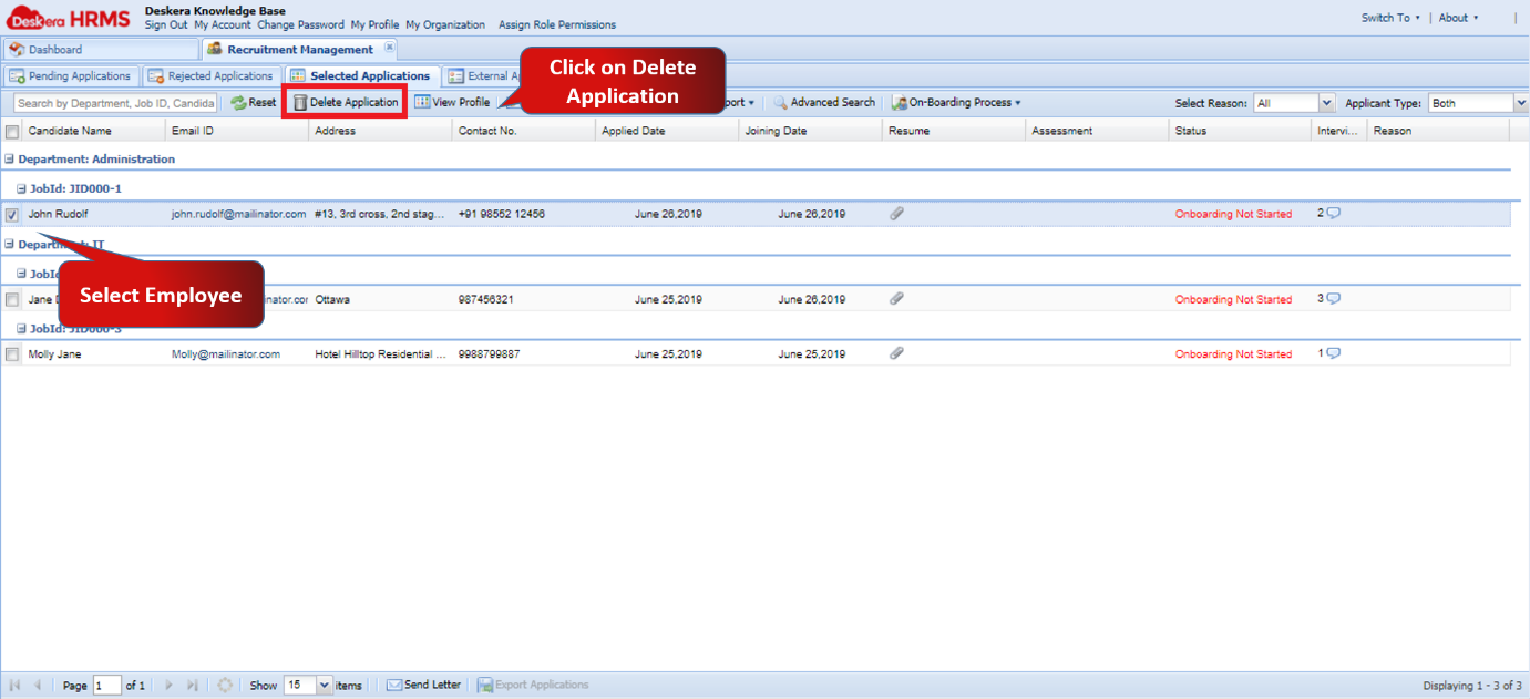 Selected Applications - View/Edit/Delete Applications – Deskera Help Centre