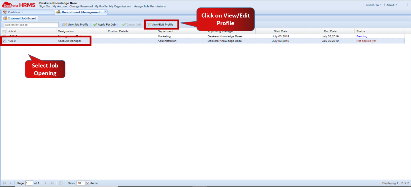 External Applicants - Internal Job Board – Deskera Help Centre