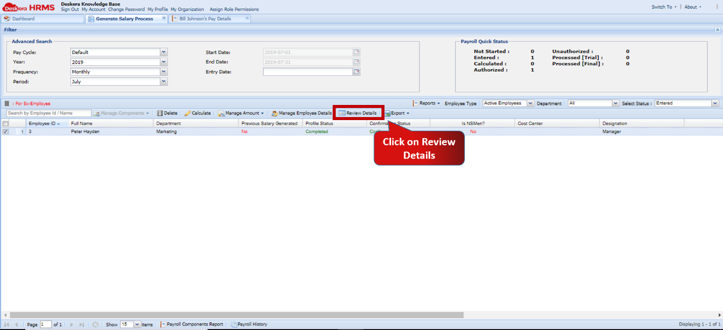 Payroll Process - Review Details – Deskera Help Centre