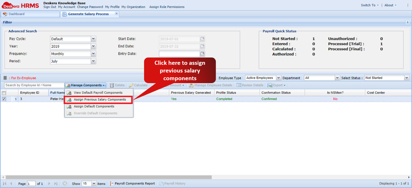 Payroll Process - Manage Components on the go – Deskera Help Centre