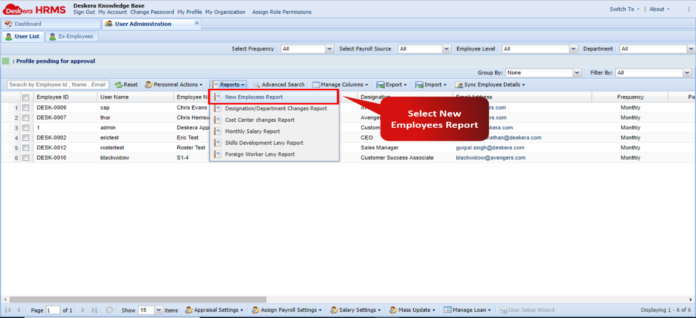 New Employees Report – Deskera Help Centre