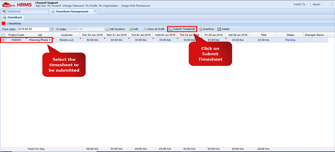 Submit Timesheet – Deskera Help Centre
