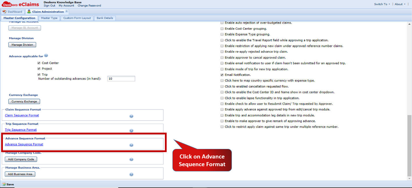 Sequence Format- Claim, Trip and Advance Claim – Deskera Help Centre