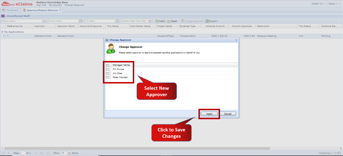 Approve/Reject Advance Request, Change Approver – Deskera Help Centre