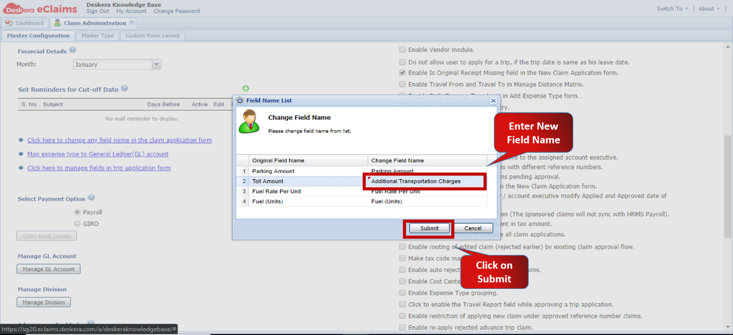 Master Configuration - Change Field name in claim application form ...