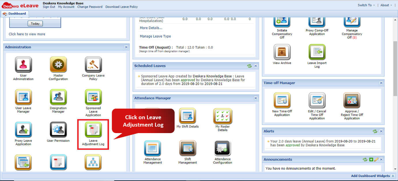Leave Adjustment Log – Deskera Help Centre