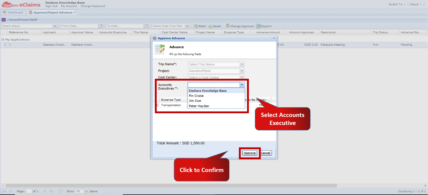 Approve/Reject Advance Request, Change Approver – Deskera Help Centre