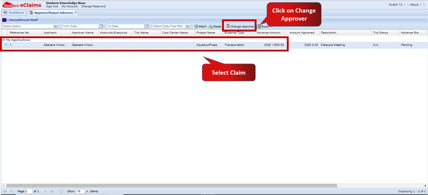 Approve/Reject Advance Request, Change Approver – Deskera Help Centre