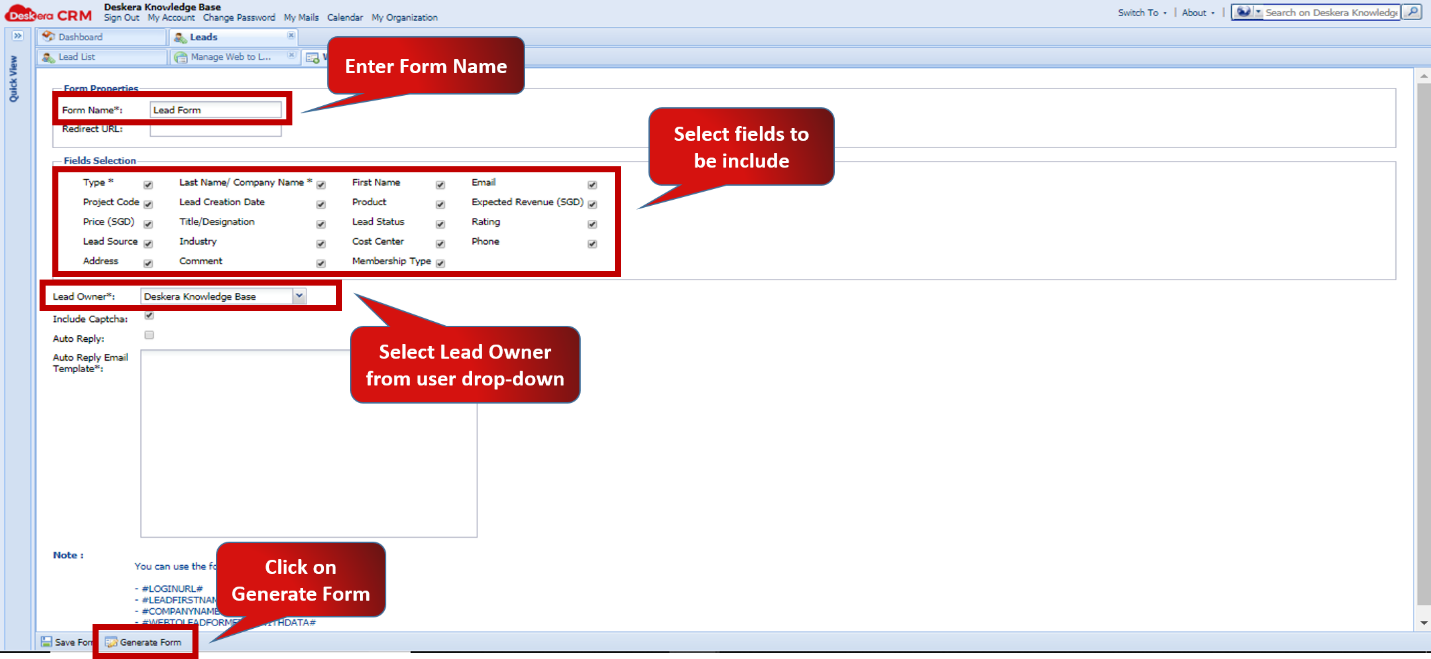 Web to Lead Form – Deskera Help Centre