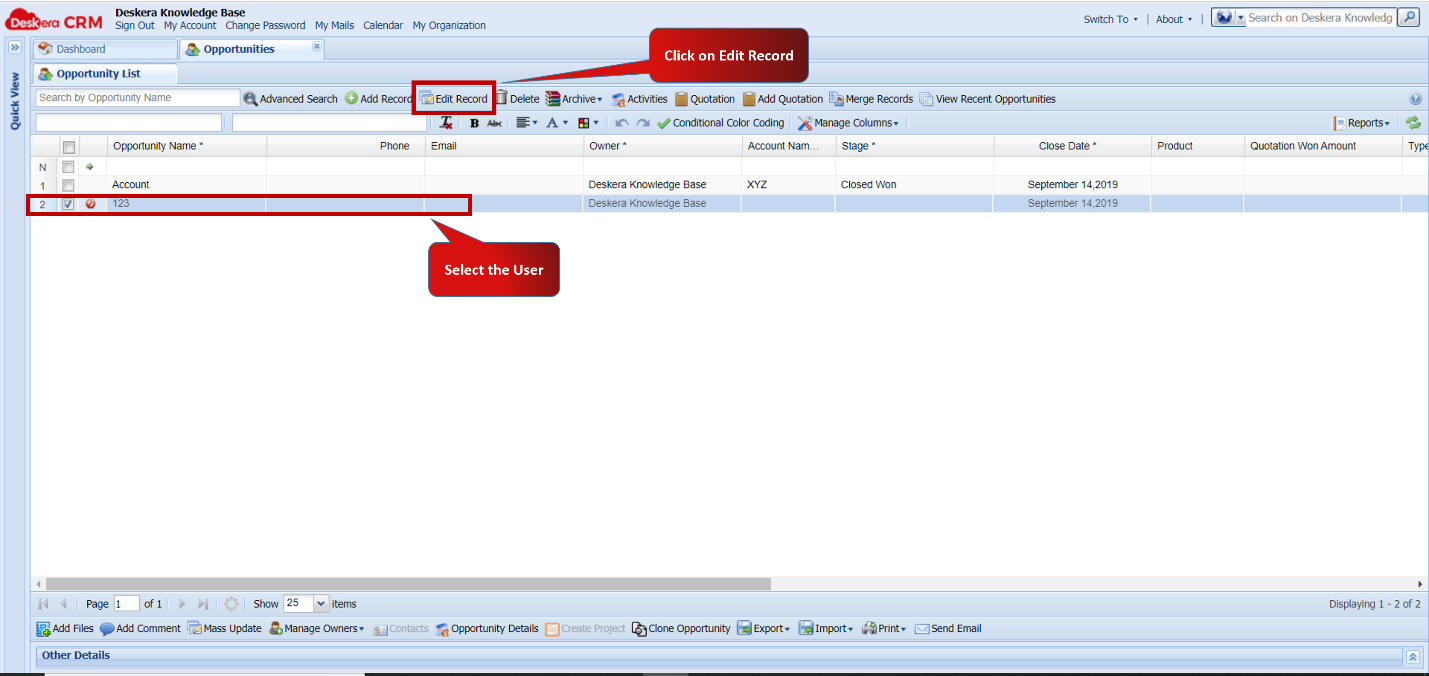 Edit, Delete & Archive Records- Opportunities – Deskera Help Centre