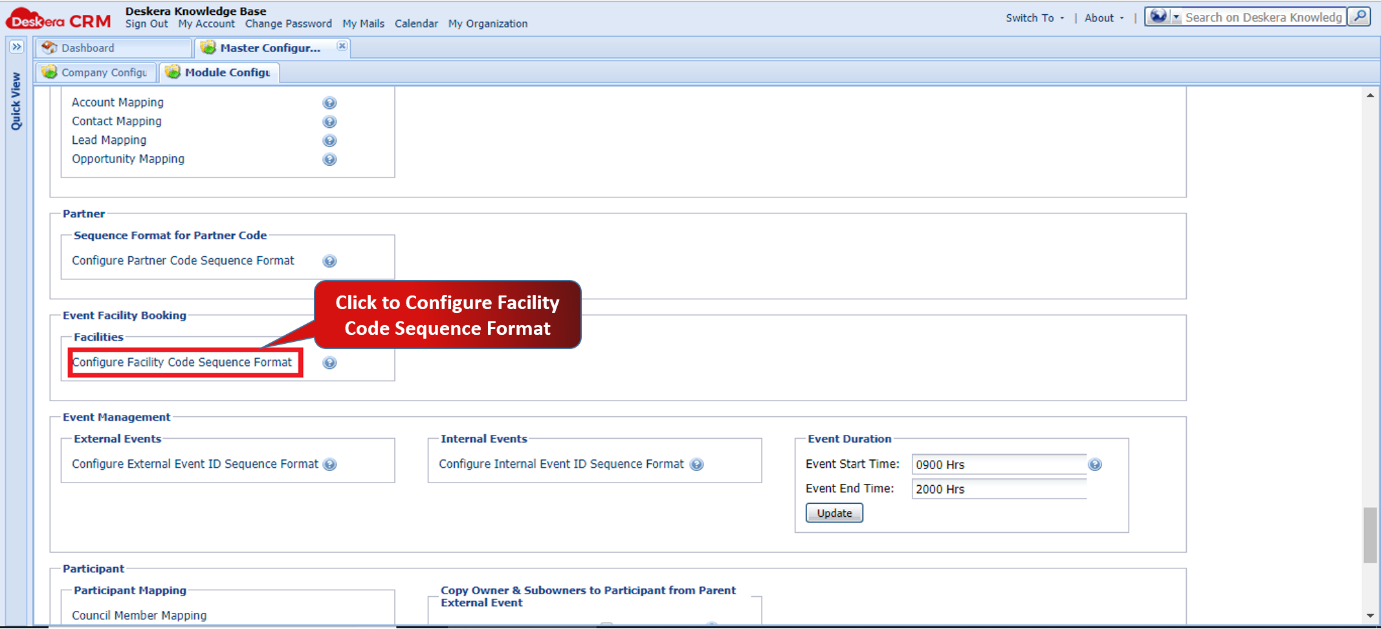 Module Configuration-Event Facility Booking – Deskera Help Centre