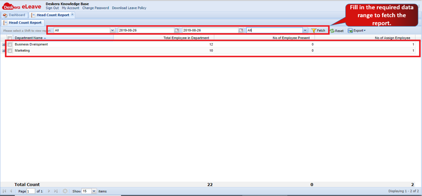 Head Count Report – Deskera Help Centre