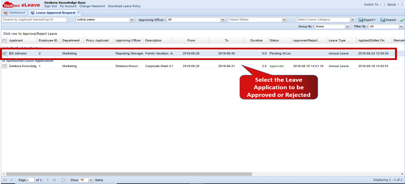 Approve/Reject Leave Application – Deskera Help Centre