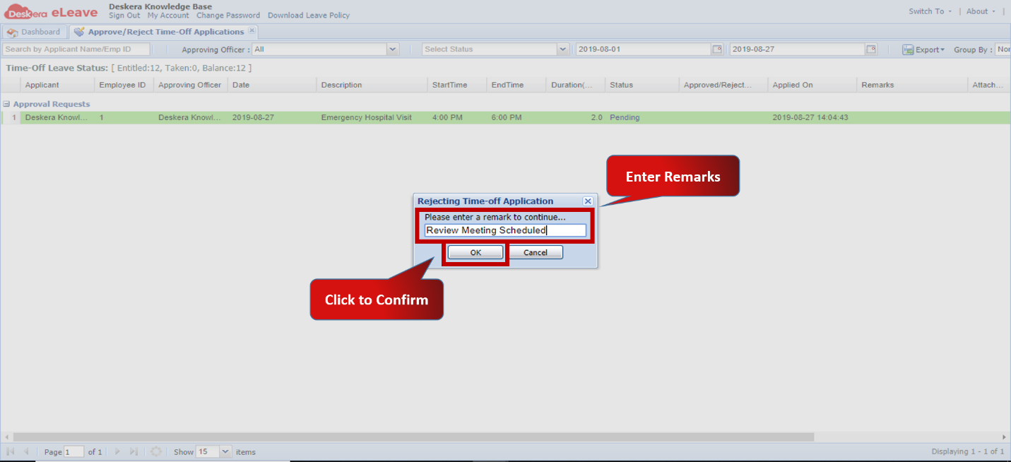 Approve/Reject Time-Off Application – Deskera Help Centre