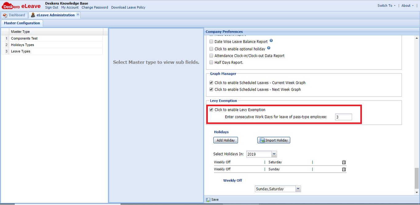 Master Configuration - Levy Exemption – Deskera Help Centre