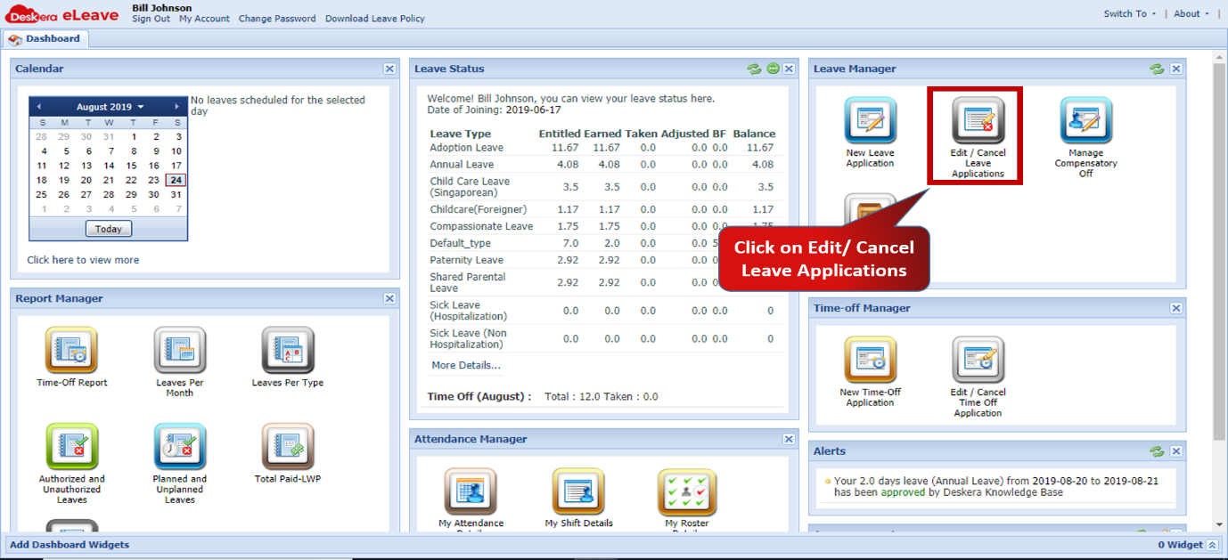 Edit/Cancel Leave Application – Deskera Help Centre