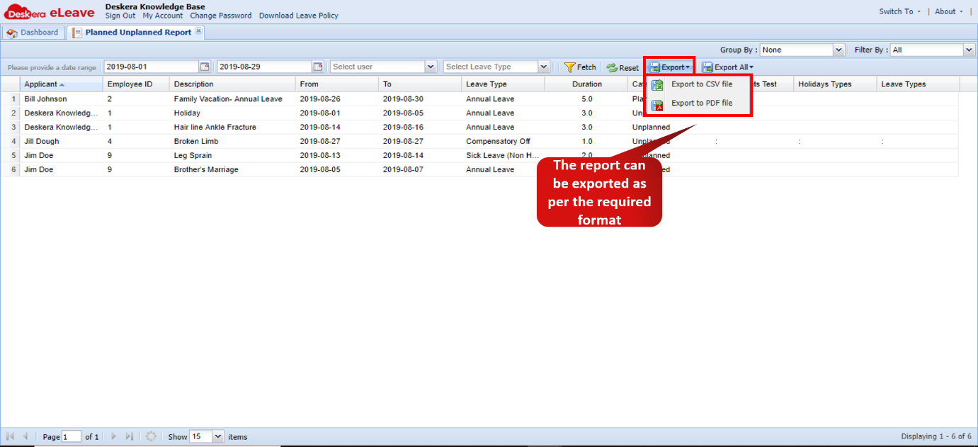 Planned and Unplanned Leaves – Deskera Help Centre