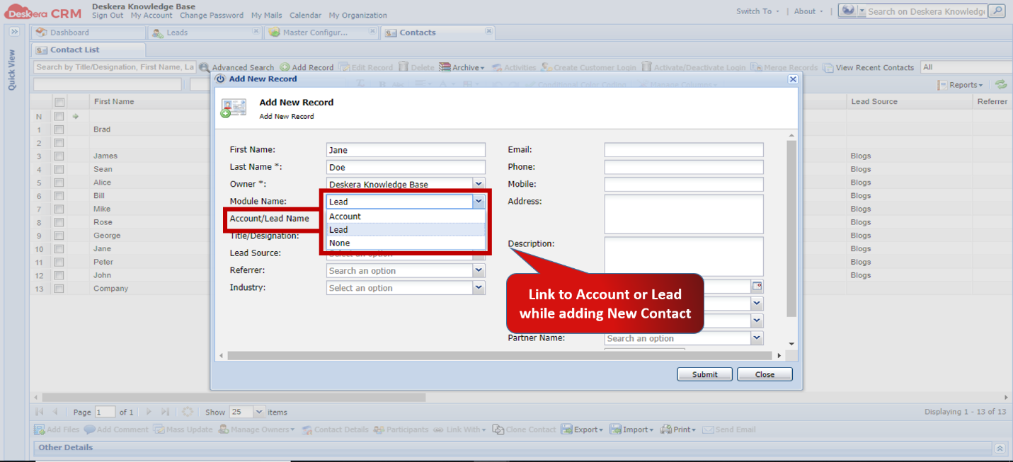 Module Configuration - Contacts – Deskera Help Centre