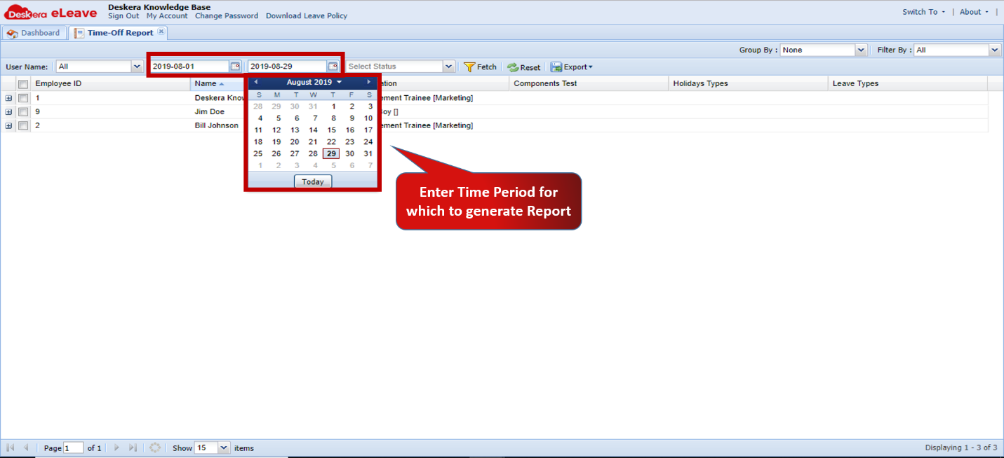 Time- Off Report – Deskera Help Centre