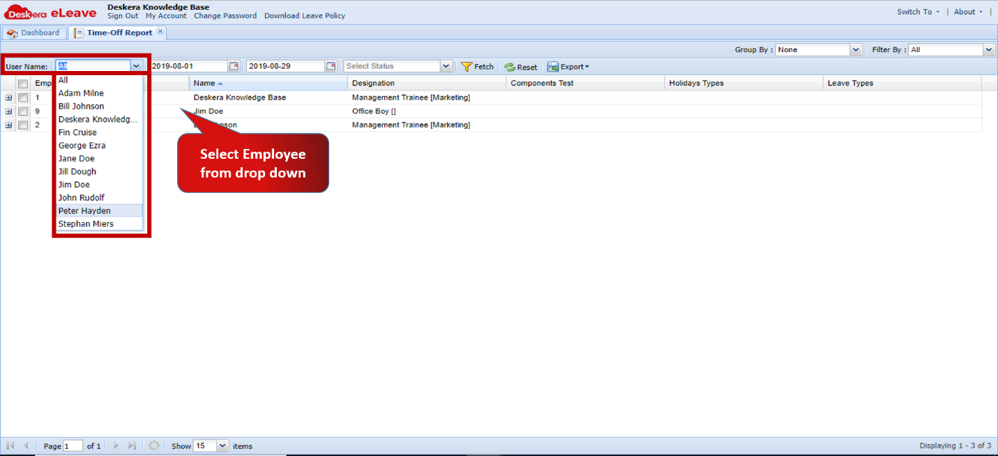 Time- Off Report – Deskera Help Centre