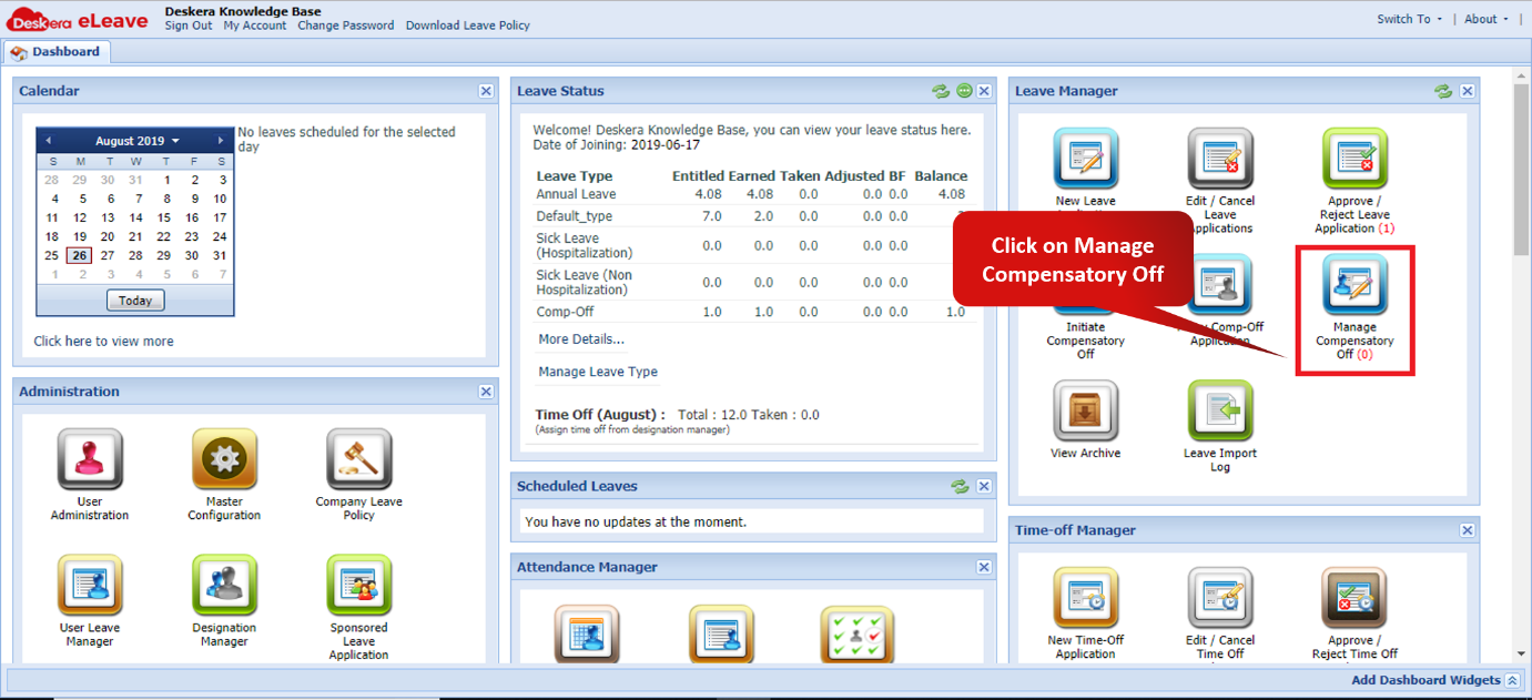 Manage Comp-Off – Deskera Help Centre