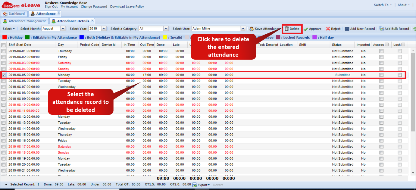 My Attendance Details - Add and Delete Attendance – Deskera Help Centre