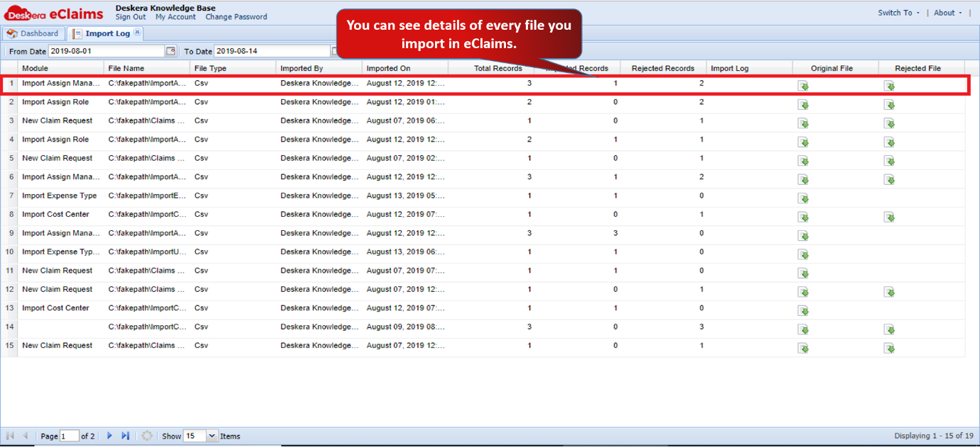 Import Log – Deskera Help Centre