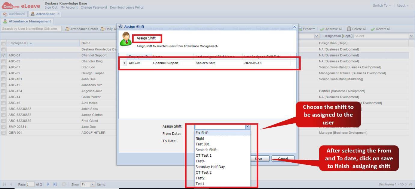 Shift Management - Assign Shifts – Deskera Help Centre